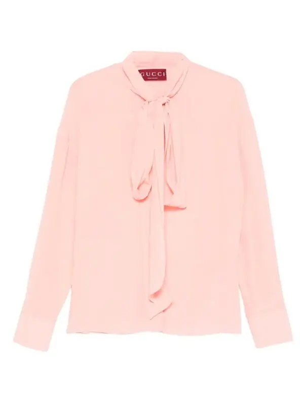 Gucci Silk Crepe De Chine Shirt With Tie Neck