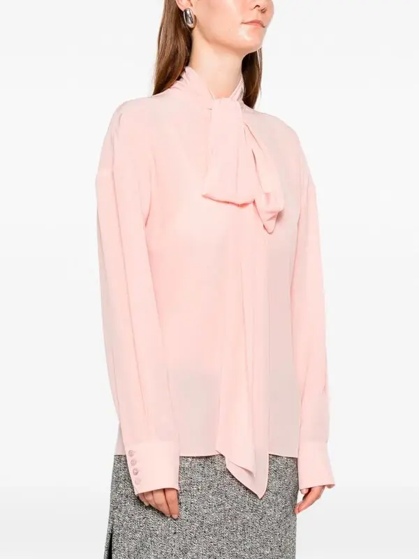 Gucci Silk Crepe De Chine Shirt With Tie Neck