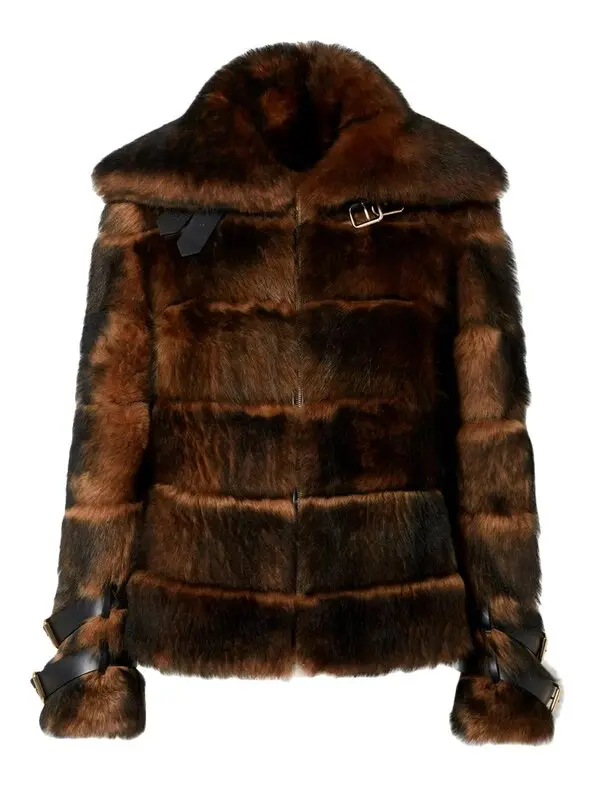 Fendi Shearling Aviator Jacket With Leather Details - Multicolor