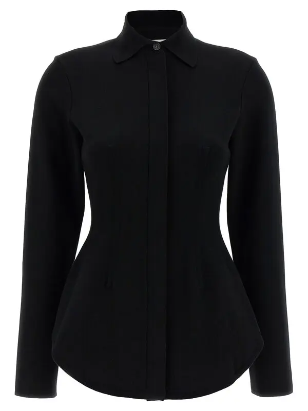 Sportmax Baffo1234 Stretch Viscose Knit Shirt - Black