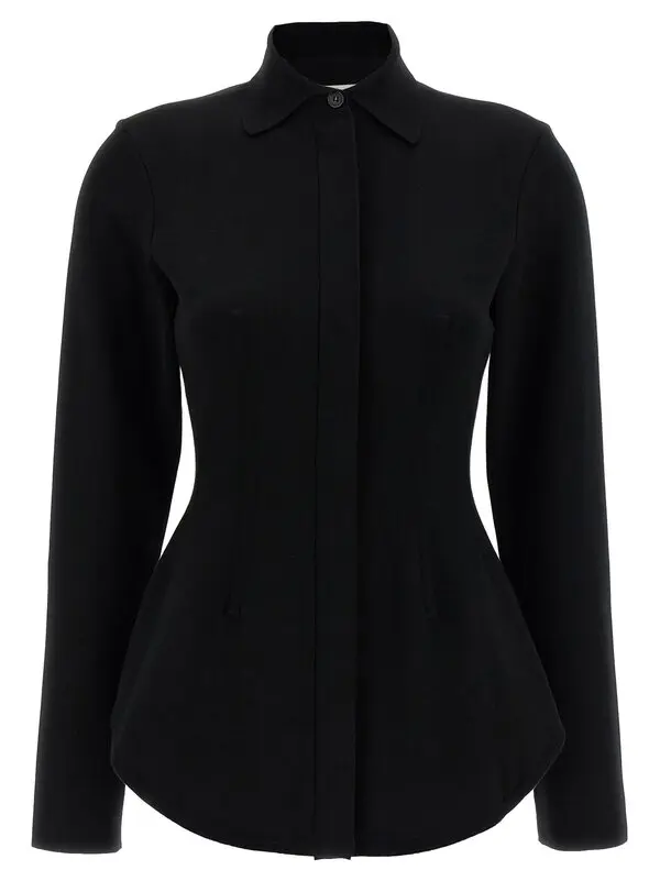 Sportmax Baffo1234 Stretch Viscose Knit Shirt - Black