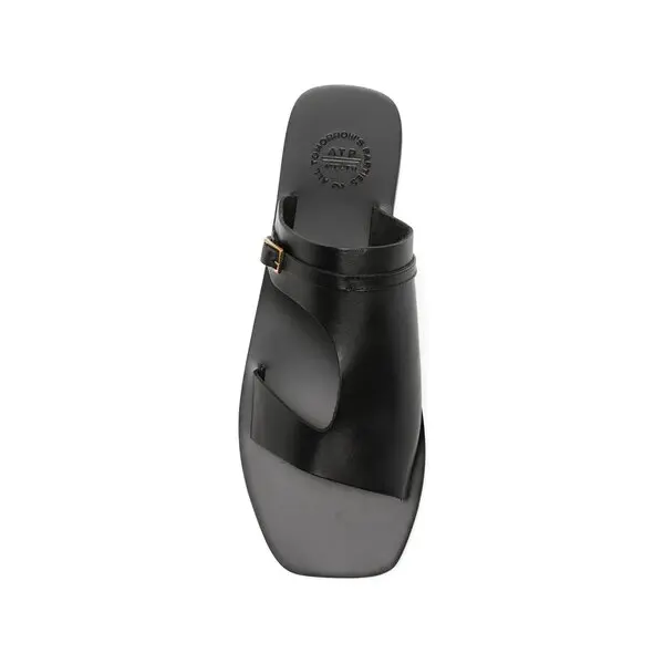 ATP ATELIER Leather Slip-on Sandals With Buckle Embellishment - Black
