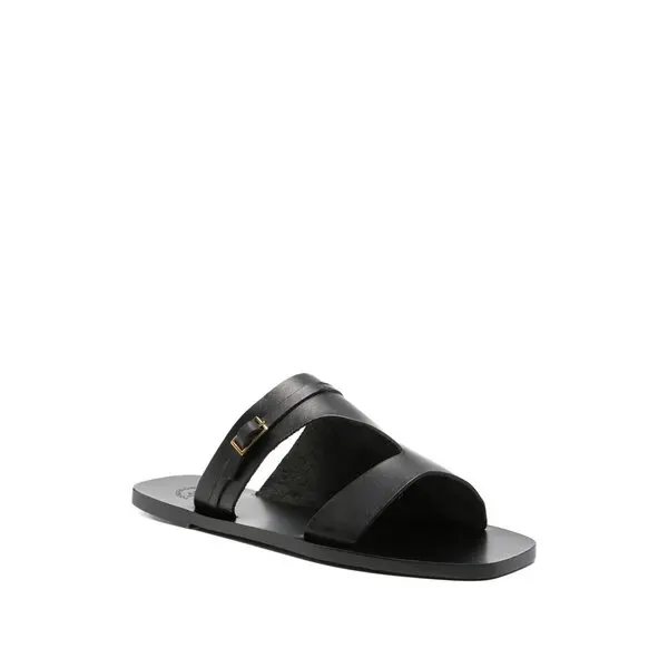 ATP ATELIER Leather Slip-on Sandals With Buckle Embellishment - Black