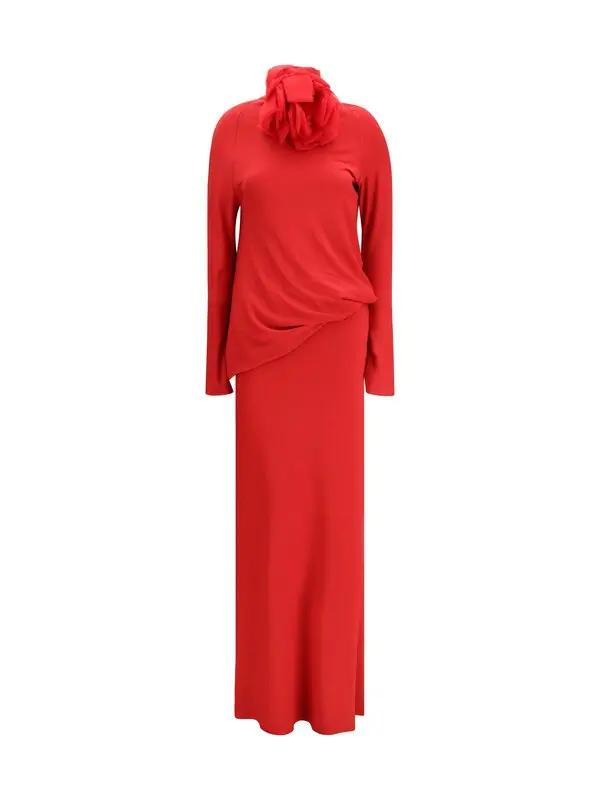 Magda Butrym Long Open-back Dress With High Neck - Red