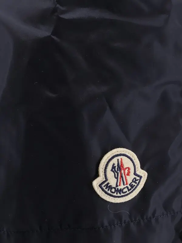 Moncler Nylon Swim Trunks With Logo Patch And Zip Pocket - Multicolor