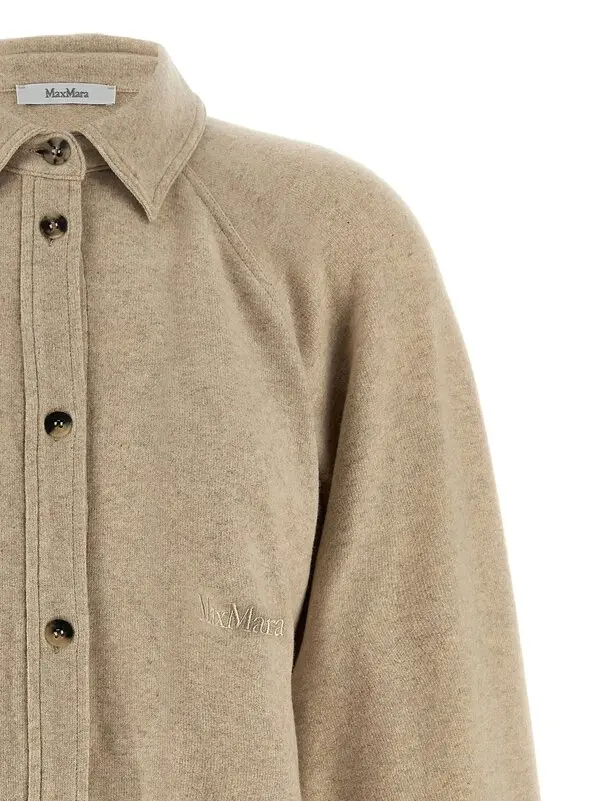 Max Mara Ceci Mélange Stretch Cashmere Flannel Overshirt - Cream