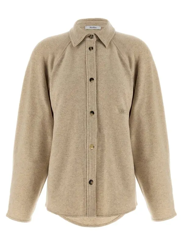 Max Mara Ceci Mélange Stretch Cashmere Flannel Overshirt - Cream