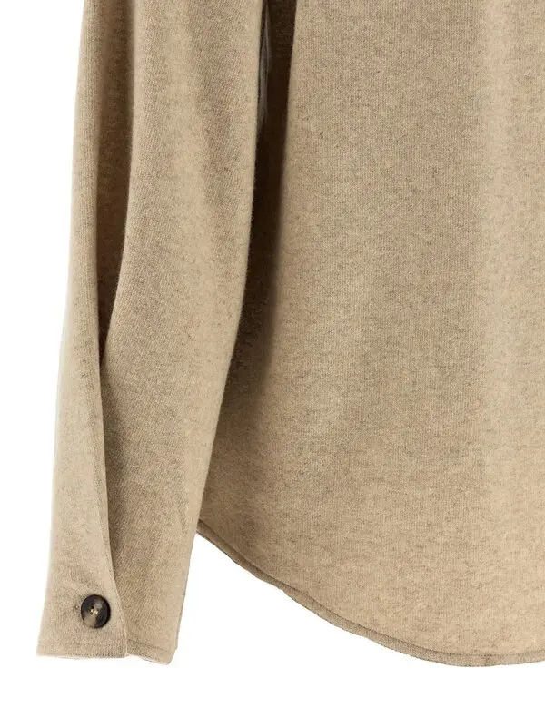 Max Mara Ceci Mélange Stretch Cashmere Flannel Overshirt - Cream