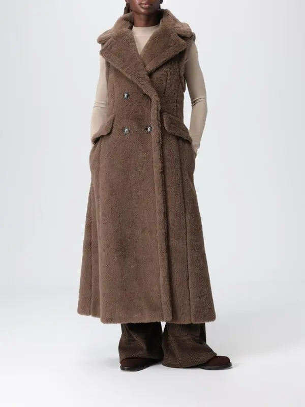 Max Mara Sleeveless Fur Coat - Brown