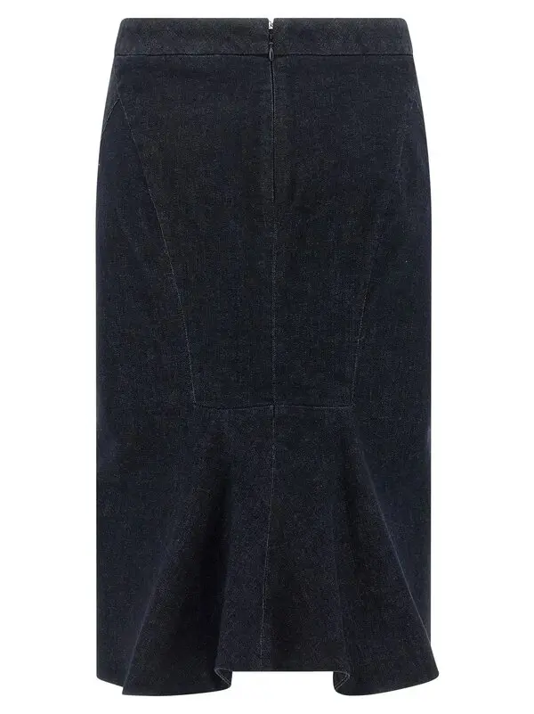 TOM FORD Denim Midi Skirt With Flounce Hem