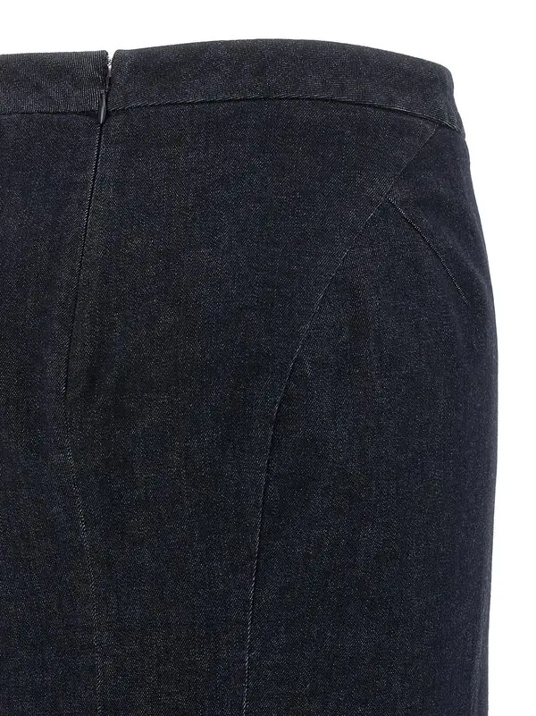 TOM FORD Denim Midi Skirt With Flounce Hem