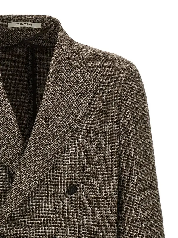 Tagliatore Double-breasted Wool Blend Blazer - Brown