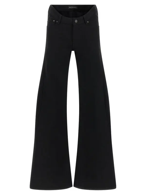 Balenciaga Curved Waist Wide Leg Jeans - Black