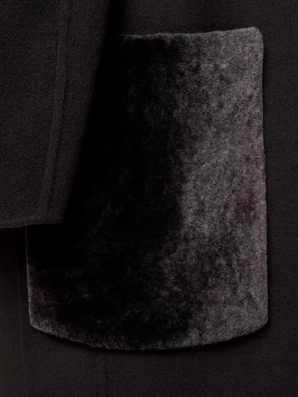 Fendi Double Wool Overcoat With Sheepskin Pockets