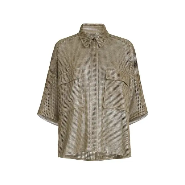Brunello Cucinelli Classic Collar Short Sleeve Shirt - Green