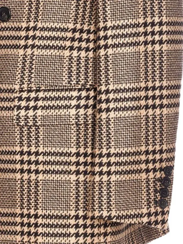 Saint Laurent Double-breasted Peak Lapel Blazer With Checked Pattern - Multicolor