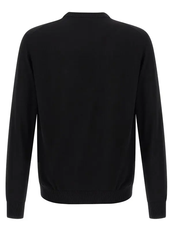 Fendi Wool Sweater With Embossed Ff Logo Pocket - Black
