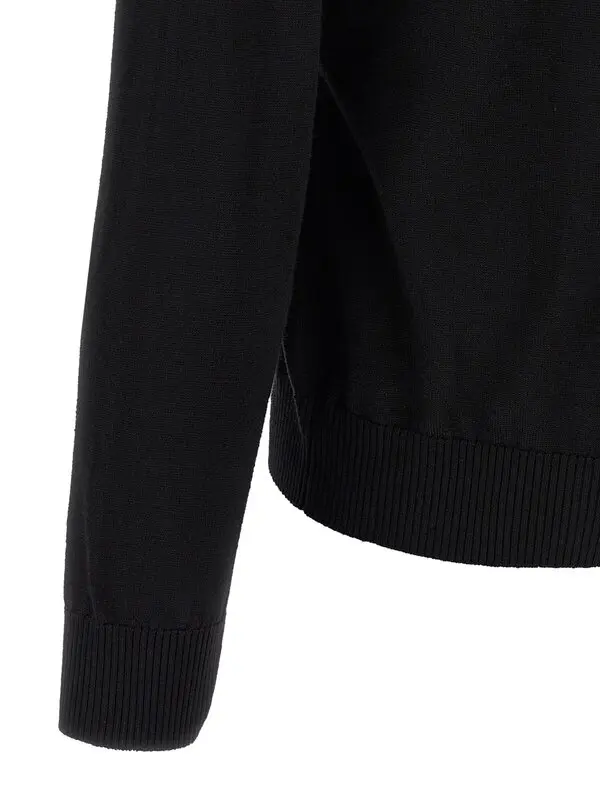 Fendi Wool Sweater With Embossed Ff Logo Pocket - Black