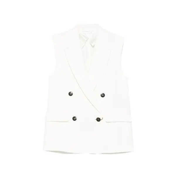 Max Mara Off- Sleeveless Double-breasted Waistcoat - White