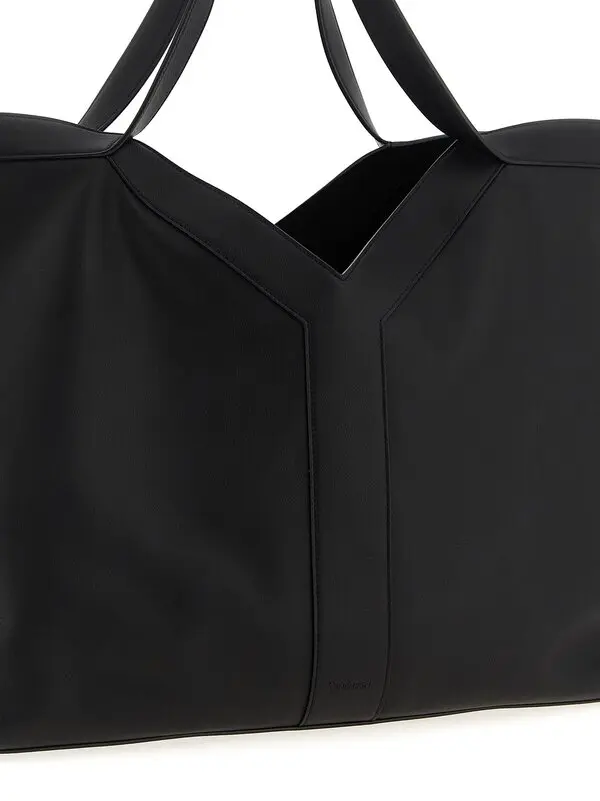 Saint Laurent Large Y Shopping Bag In Hammered Leather - Black
