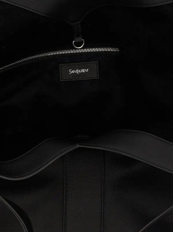 Saint Laurent Large Y Shopping Bag In Hammered Leather - Black