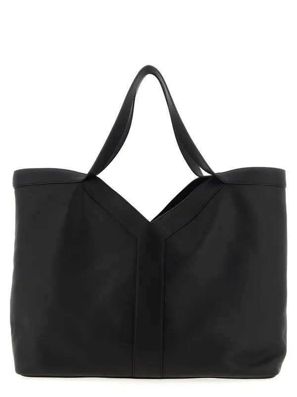 Saint Laurent Large Y Shopping Bag In Hammered Leather - Black