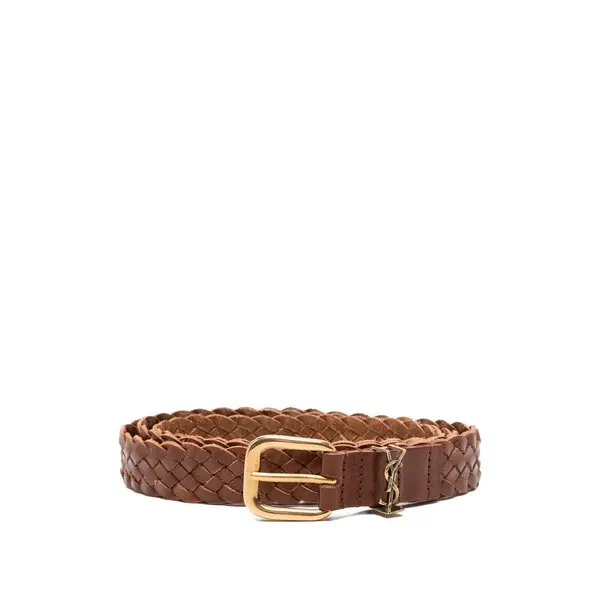 Saint Laurent Braided Belt - Brown