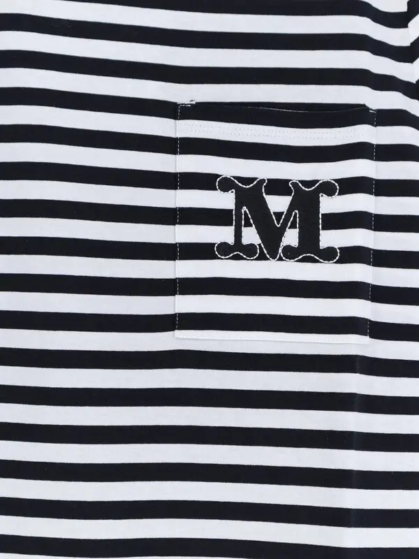 Max Mara Cotton T-shirt With Embroidered Logo Pocket - Multicolor