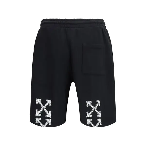 Off-White Cotton Logo Embroidered Track Shorts
