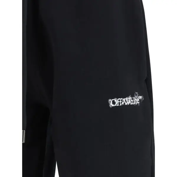 Off-White Cotton Logo Embroidered Track Shorts