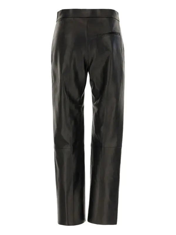Alberta Ferretti Black Leather Straight-leg Trousers