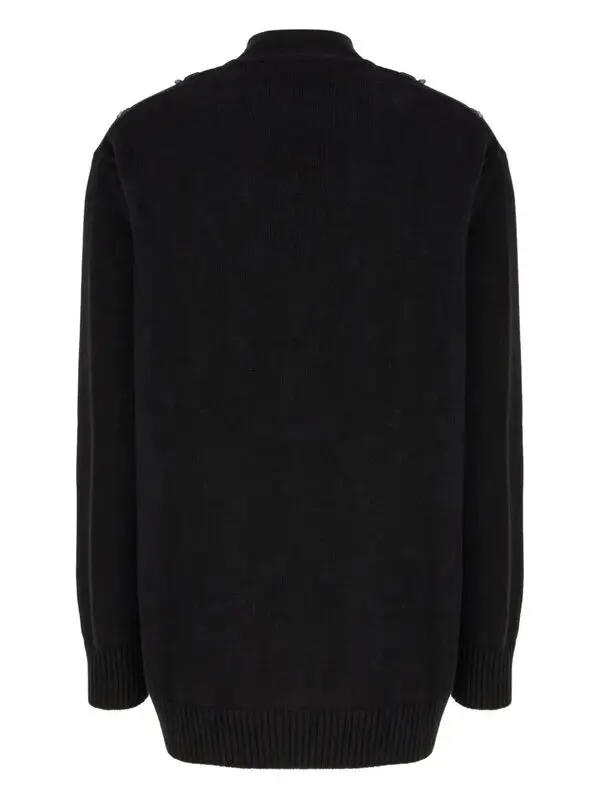 Alberta Ferretti Black Woolmix Crystal Embellished Cardigan