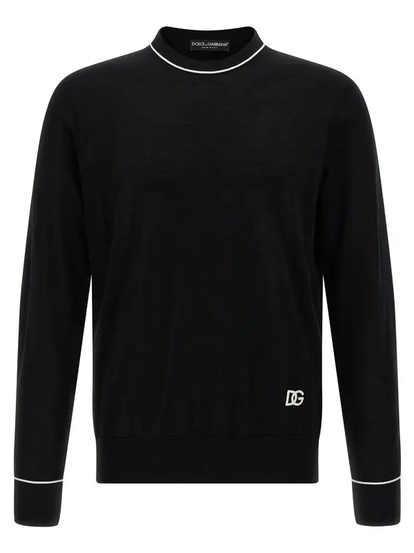Dolce & Gabbana Fine Wool Crewneck Sweater With Embroidered Logo