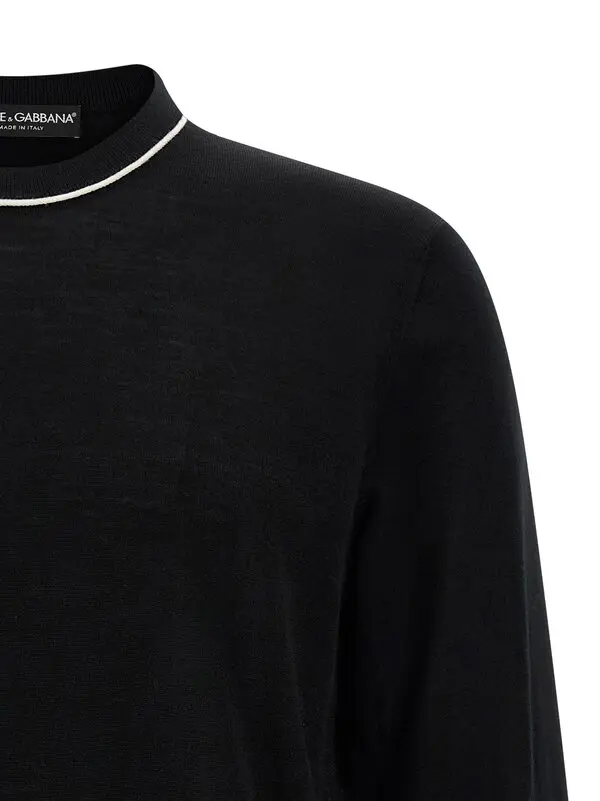 Dolce & Gabbana Fine Wool Crewneck Sweater With Embroidered Logo