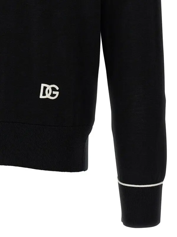 Dolce & Gabbana Fine Wool Crewneck Sweater With Embroidered Logo