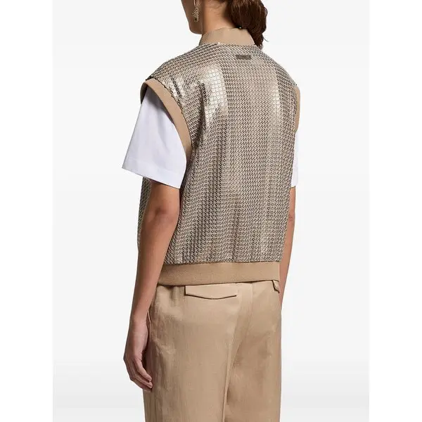 Peserico Sleeveless Sequined Zip-up Vest