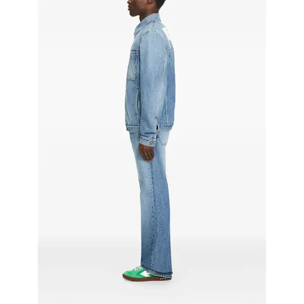 Off-White Light Medium Denim Jacket With Half Arrow Motif - Blue