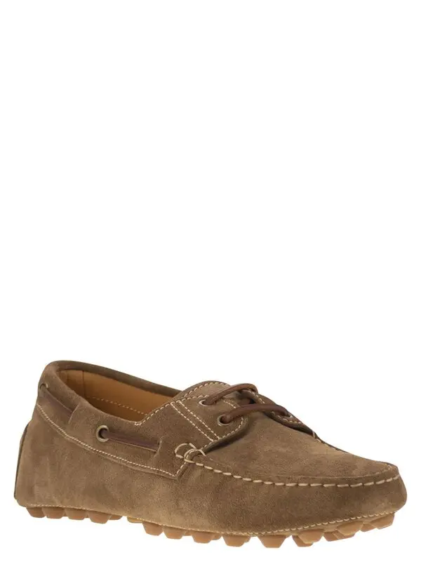 TOD'S Rubber Bubble Suede Boat Shoe - Multicolor