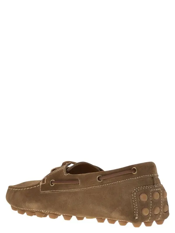 TOD'S Rubber Bubble Suede Boat Shoe - Multicolor