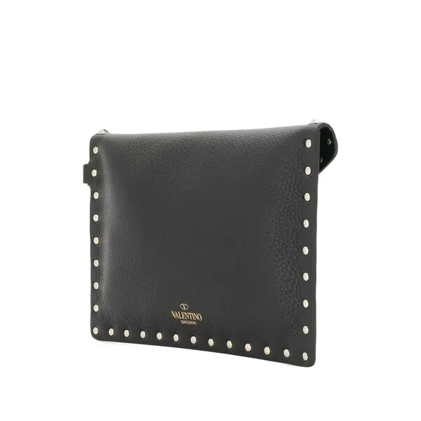 Valentino Garavani Rockstud Embellished Leather Clutch Bag - Black