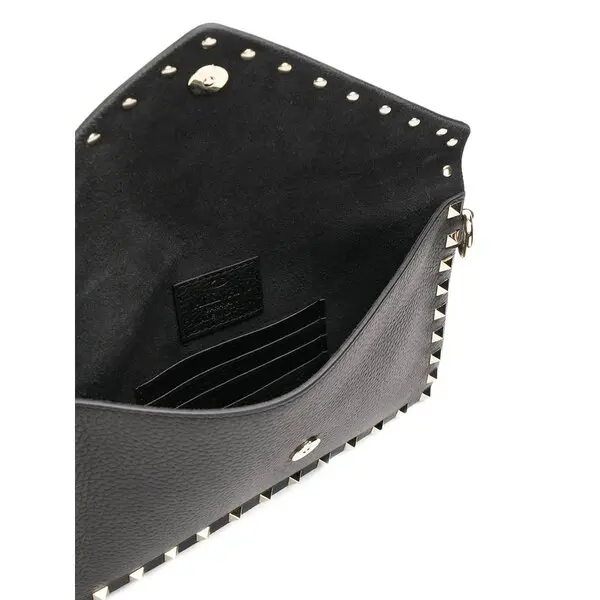 Valentino Garavani Rockstud Embellished Leather Clutch Bag - Black