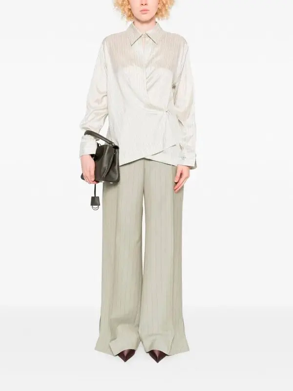 Fendi Silk Striped Wrap Shirt