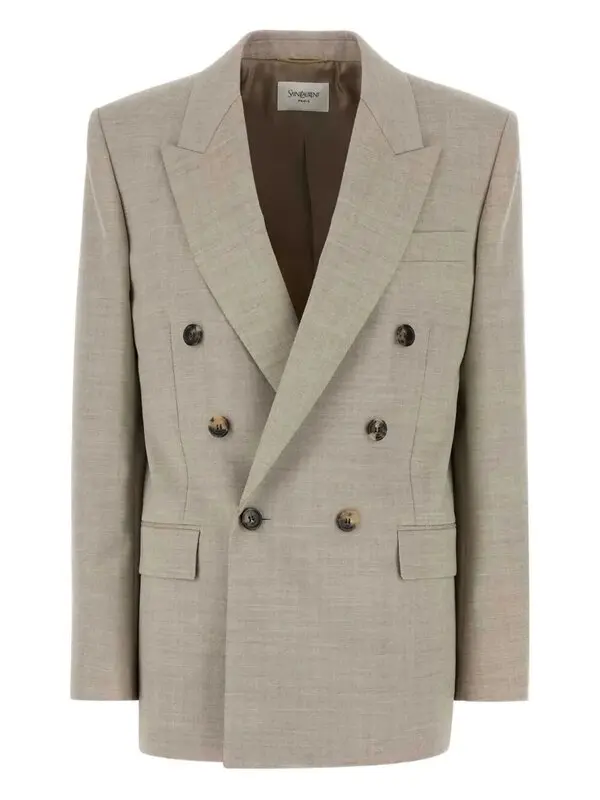 Saint Laurent Double-breasted Wool Blazer - Multicolor