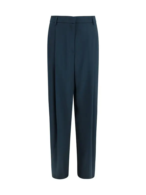 Giorgio Armani Pleated Silk Pants - Blue