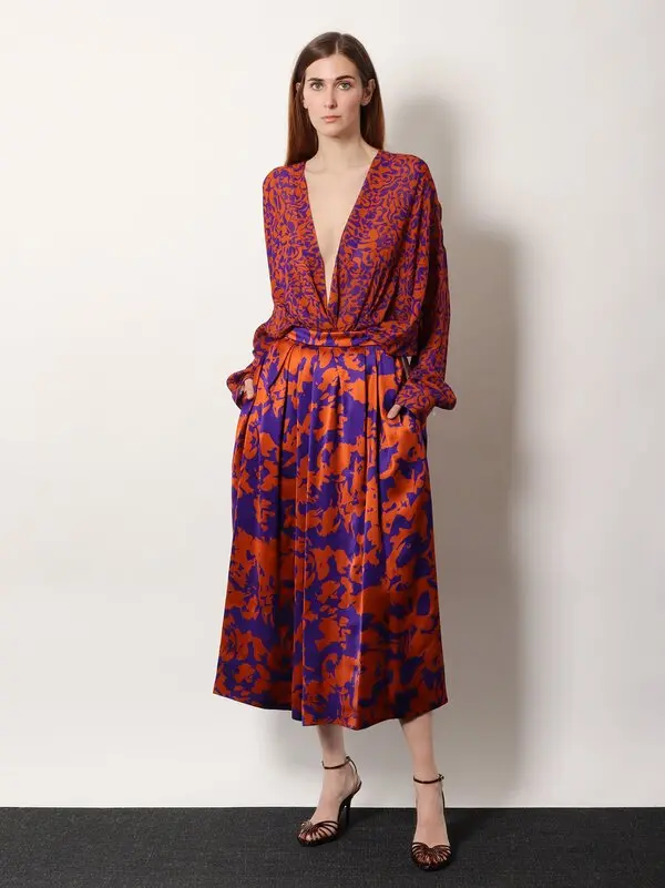 Dries Van Noten Multicolor Print Cotton Shirt - Orange