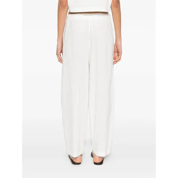 Herno Linen Viscose Drawstring Straight Leg Trousers - White