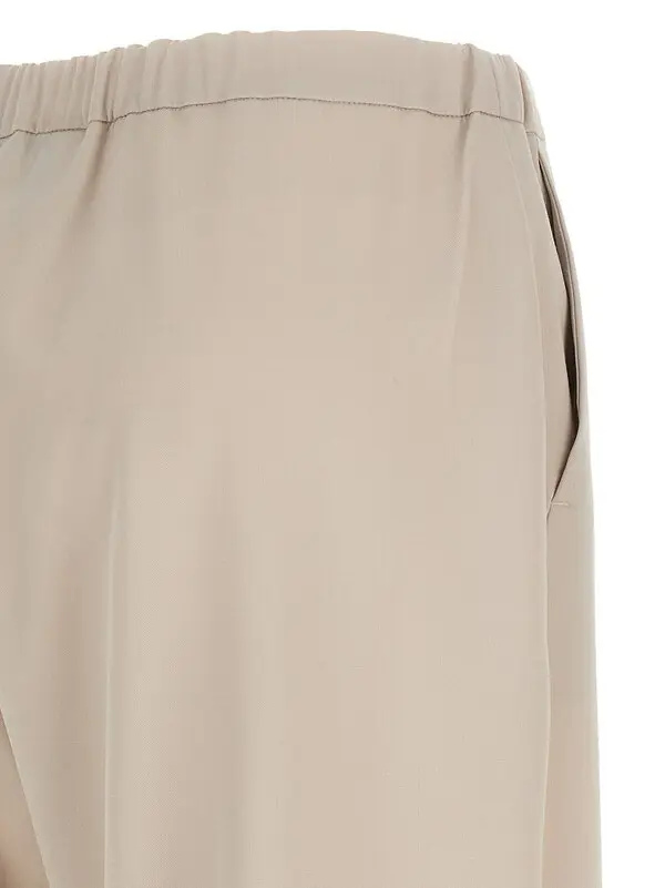 Max Mara S Mmargenta' Pure Wool Crêpe Gabardine Joggers - Cream