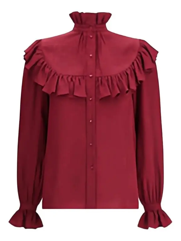 Saint Laurent Silk Blouse With Ruffle Detail