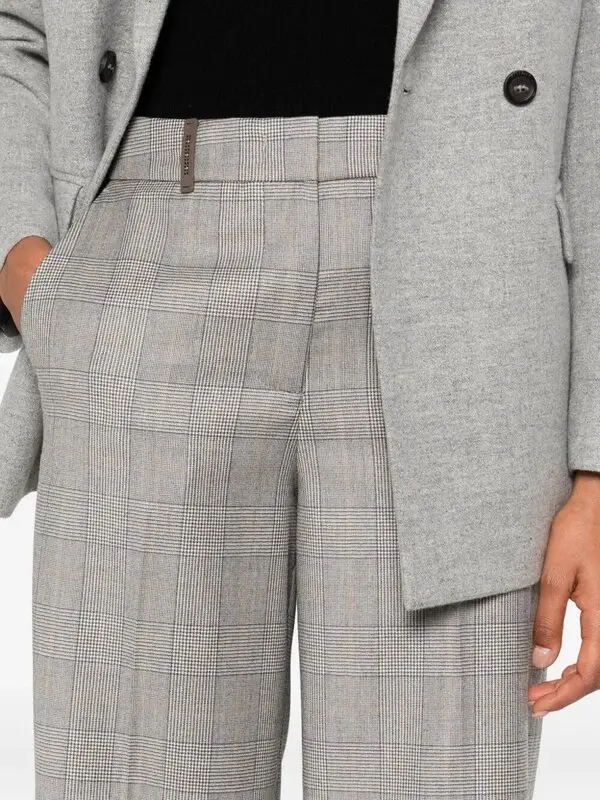 Peserico Wool Plaid Wide Leg Pants