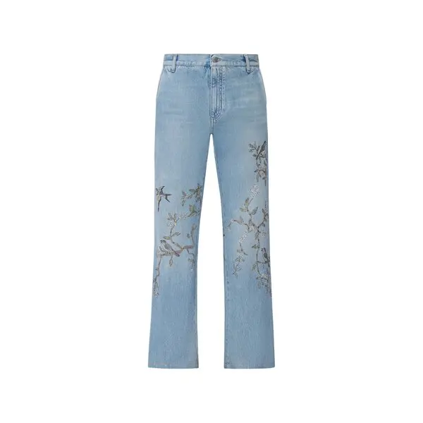 Amiri Straight Leg Floral Embellished Jeans